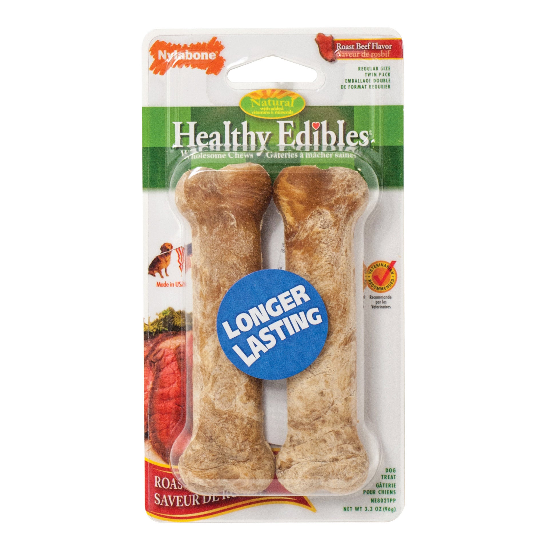 Nylabone Healthy Edibles Longer Lasting Beef Treats Regular – Rescue ...